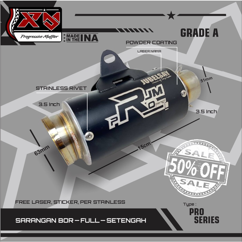 Jual Silencer slencer inlet 50mm RJM Pro Series GRADE A Muffler Only ...