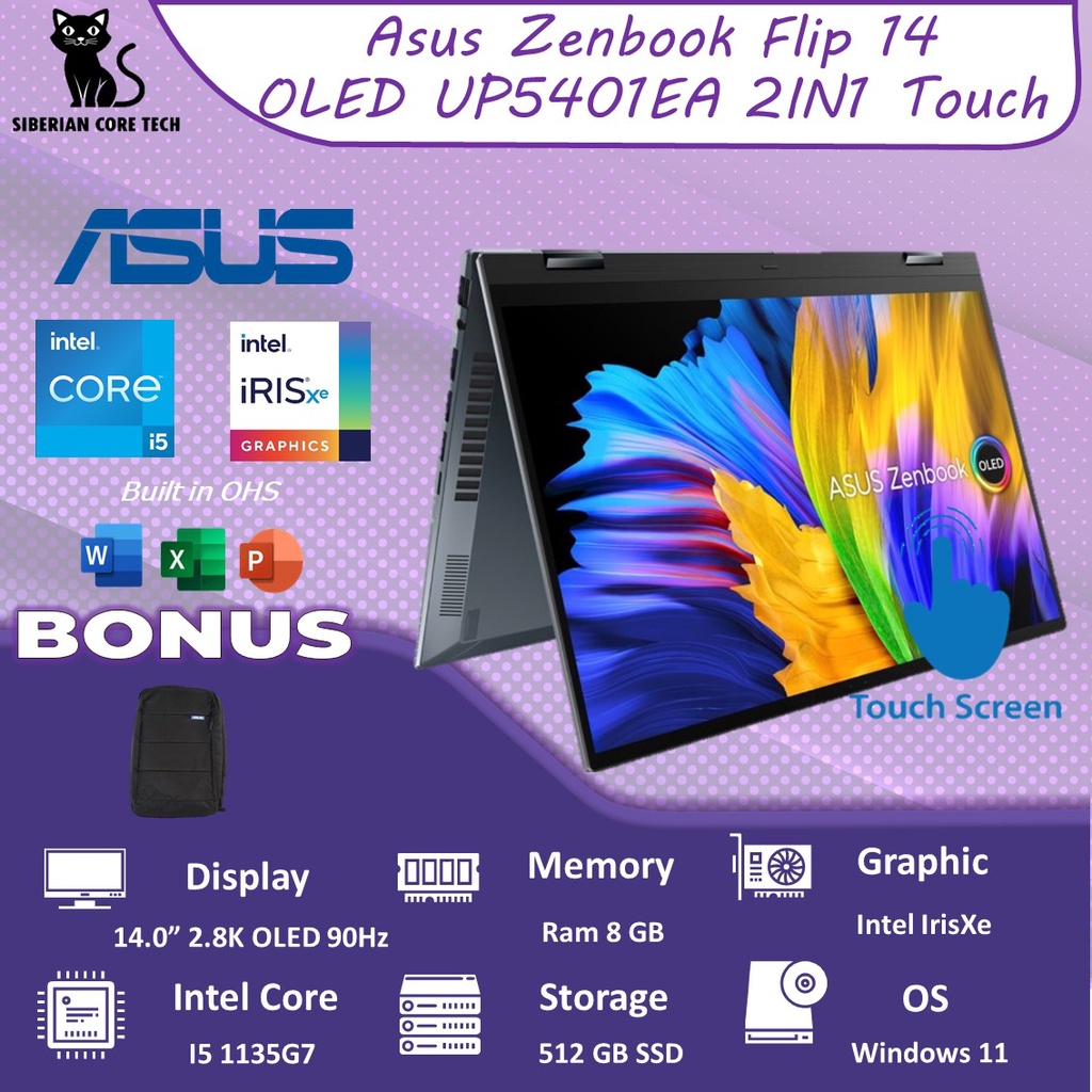 Jual ASUS ZENBOOK FLIP 14 OLED UP5401EA OLED553 TOUCH I5 1135G7 8GB ...