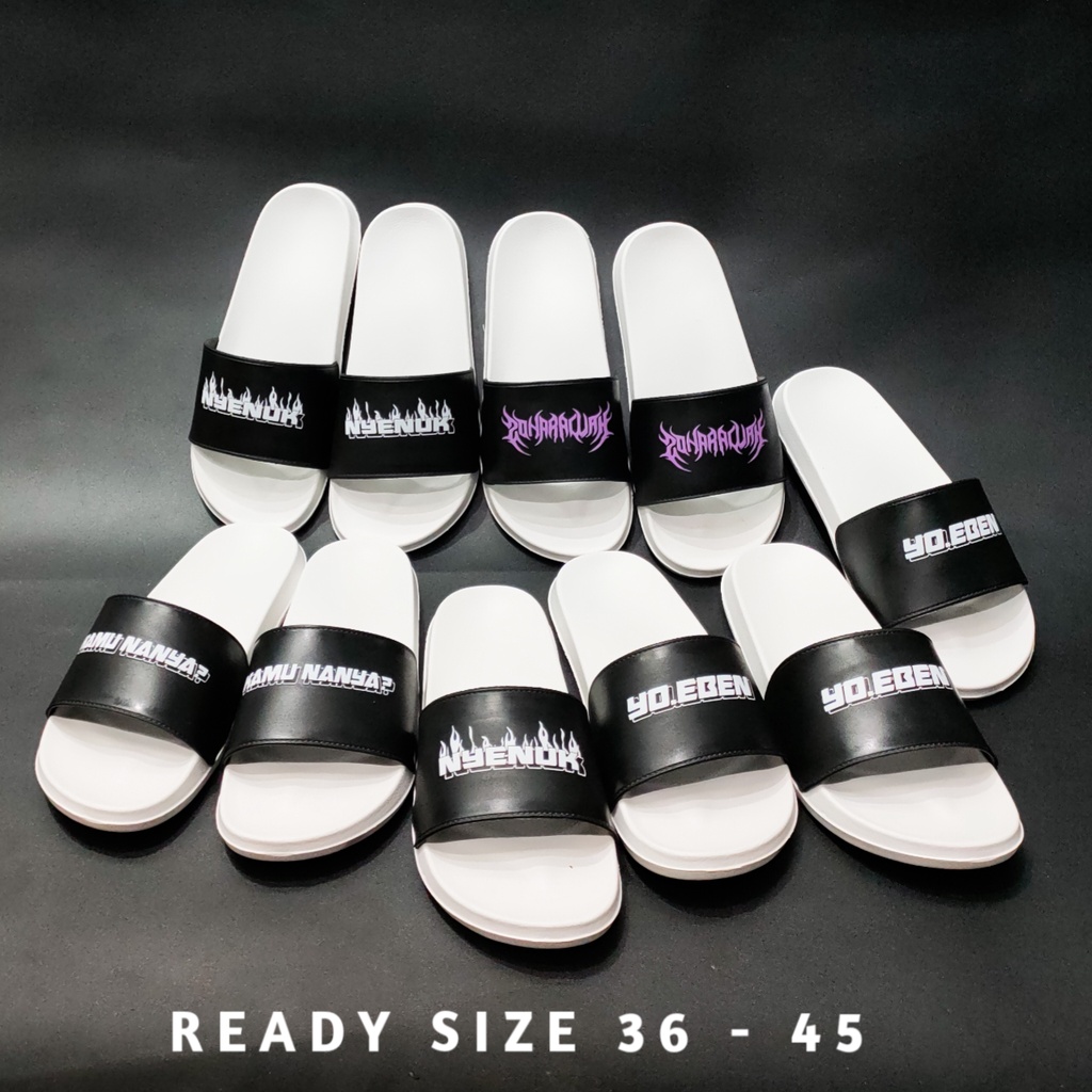 Jual Sandal Slide/ Sandal Slop hitam putih / sandal ESTADO size 36 - 45 ...