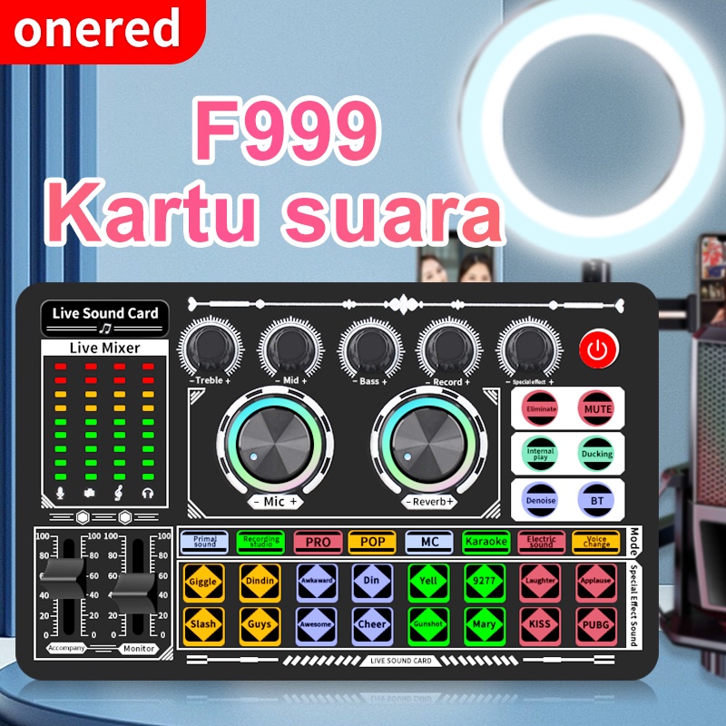 Jual Onered F999 Sound Card Mixer Bluetooth Audio USB External ...