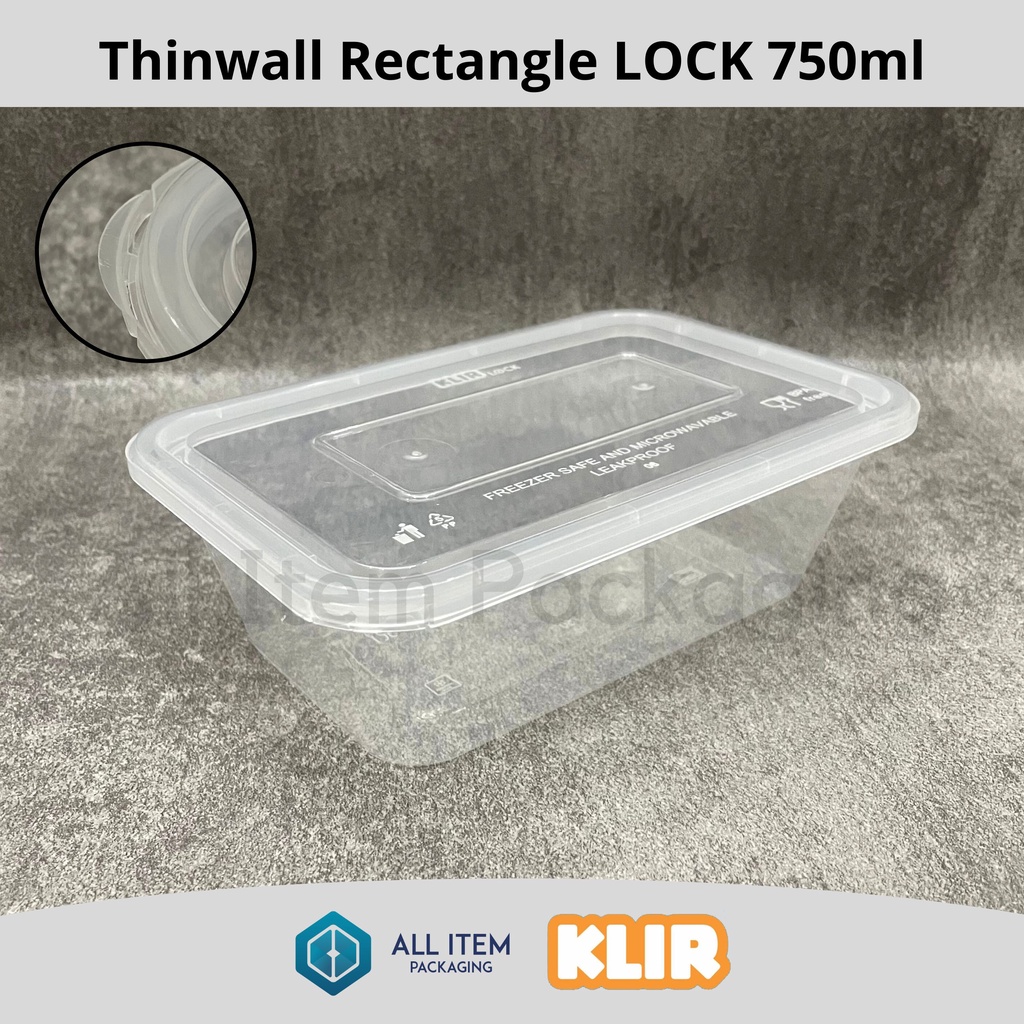 Jual Thinwall Klir Rectangle Lock 750ml Kotak Plastik Kotak Makan