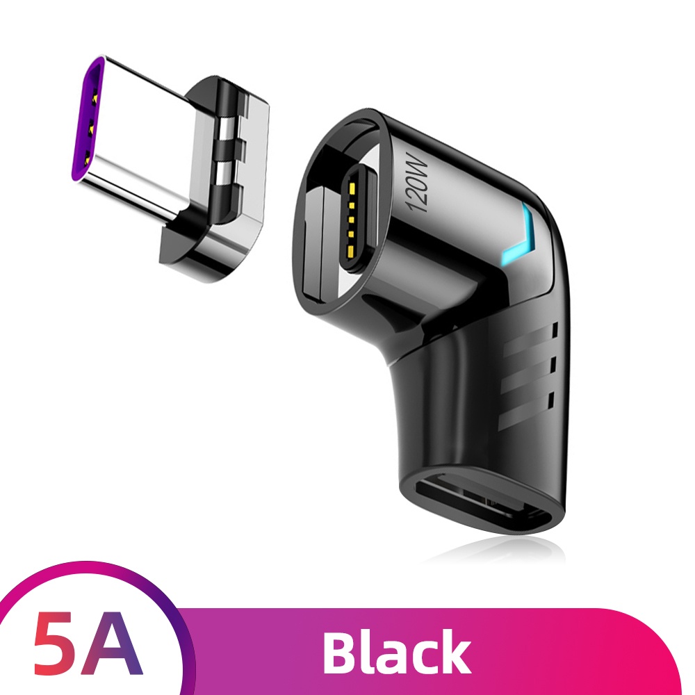 Jual Connector Magnetic PD 120W USB Type C To USB C 90 Degree L Shaped ...