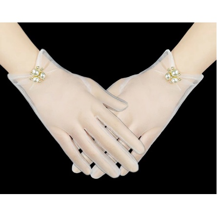 Jual Sarung Tangan Mutiara Tulle Tipis Transparan Sarung Tangan ...