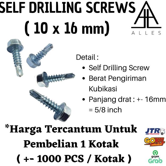 Jual Baut Baja Ringan / Self Drilling Screw 10 x 16 / Baut Atap roc04 ...