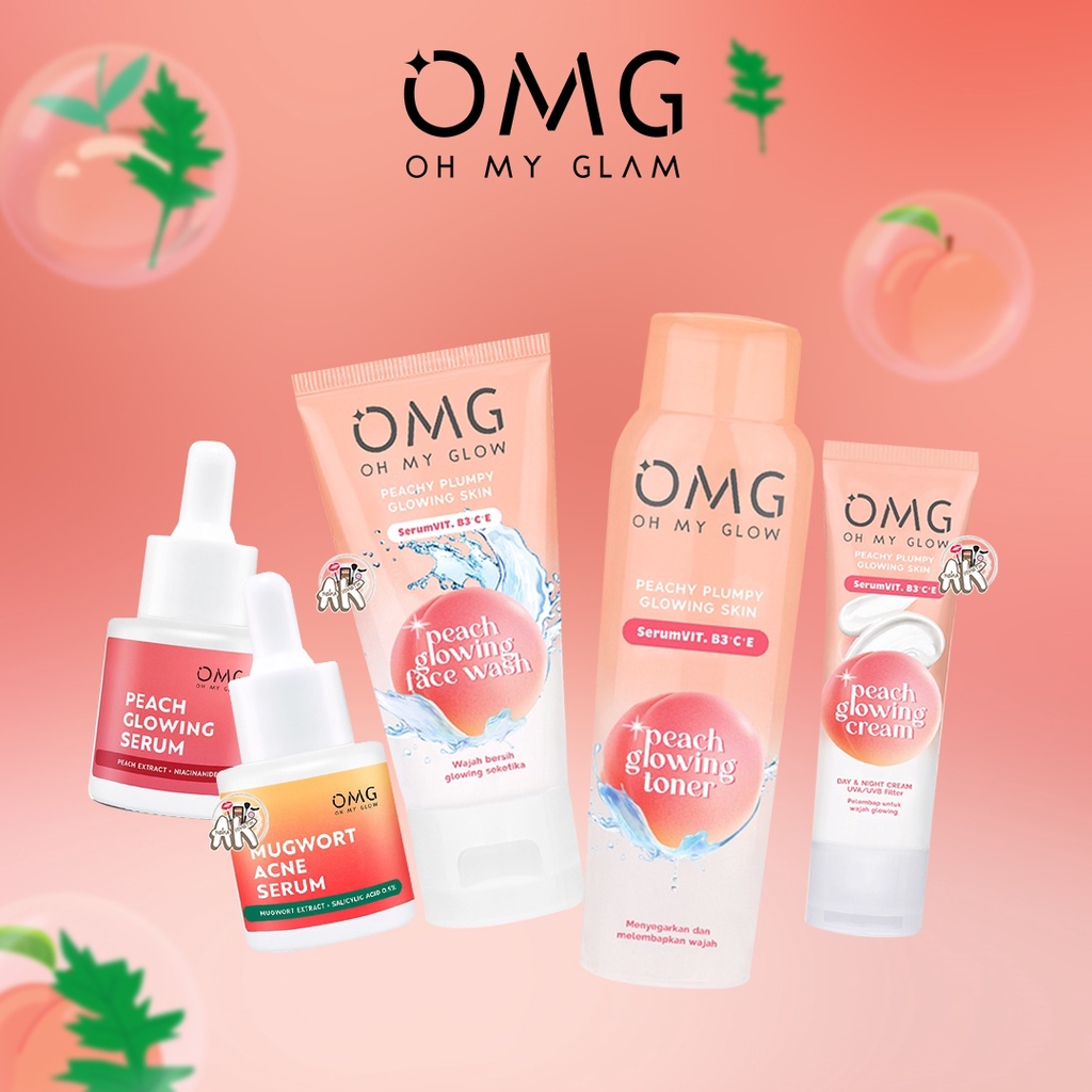 Jual OMG PEACH SERIES ( FACE WASH / GLOWING TONER / GLOWING CREAM ...