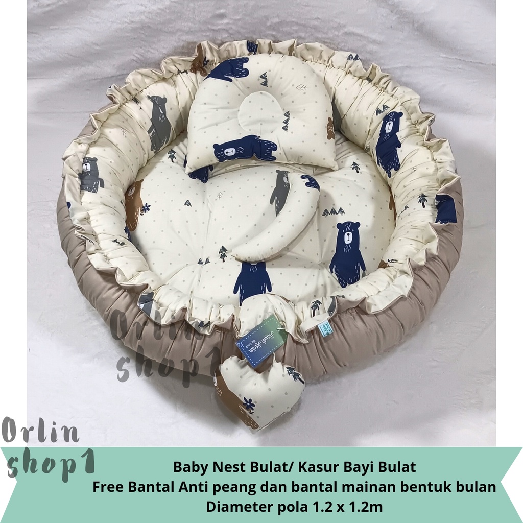 Jual READY Kasur Bayi Bulat Round Baby Nest 2 Lapis Multifungsi Bisa Playmate Free Bantal Peang ...