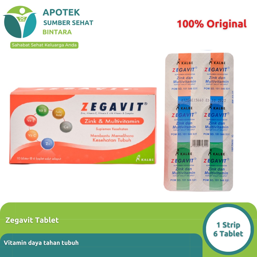 Jual Zegavit Multivitamin dan Zinc 1 Strip 6 Kaplet | Shopee Indonesia