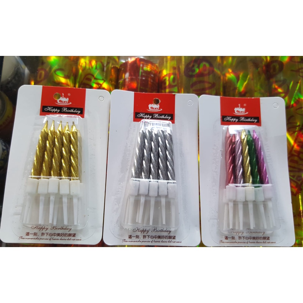 Jual Lilin ulir pendek aneka warna/Lilin Kriting isi 10pcs | Shopee ...
