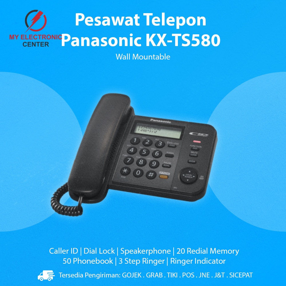 Jual Telepon Kabel Panasonic KX-TS580 Telepon Dinding Rumah Kantor Indihome - Black | Shopee ...