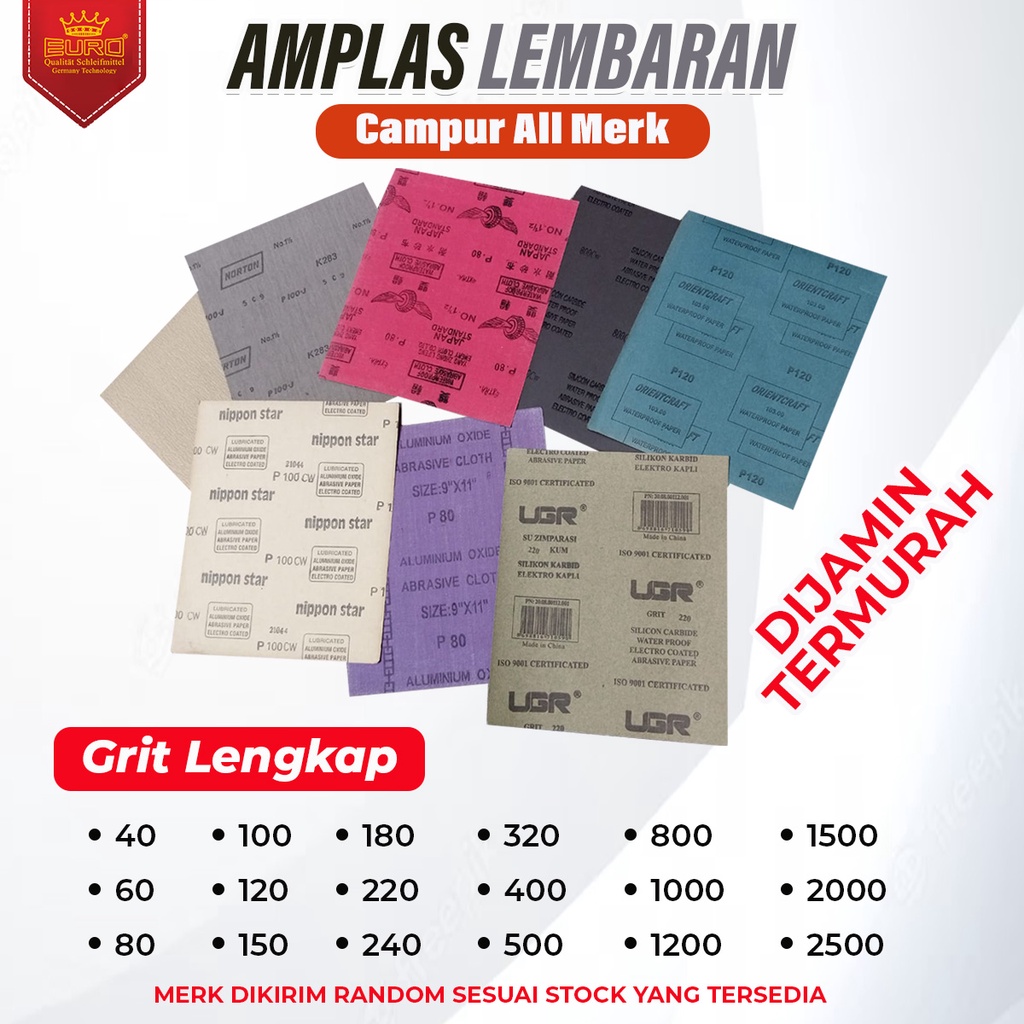 Jual Amplas Lembaran poles duco kertas campuran all merk murah grit ...
