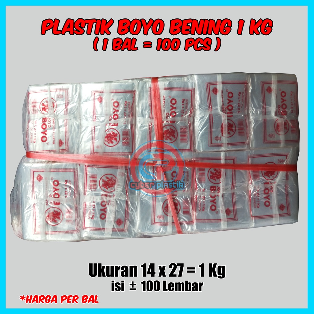 Jual Plastik Boyo 1 kg Bening ukuran 14 x 27 = 1 Bal ( 100 pcs ...