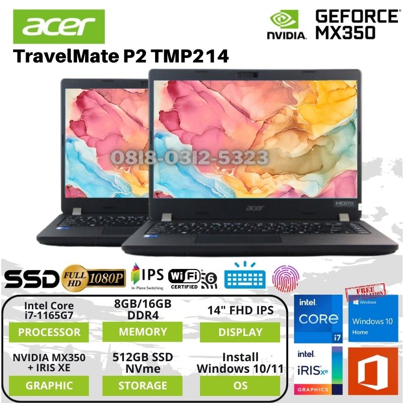 Jual LAPTOP ACER TRAVELMATE TMP214-53G-71CM NVIDIA MX330 2GB CORE I7-1165G7 16GB 512SSD 14.0 FHD ...