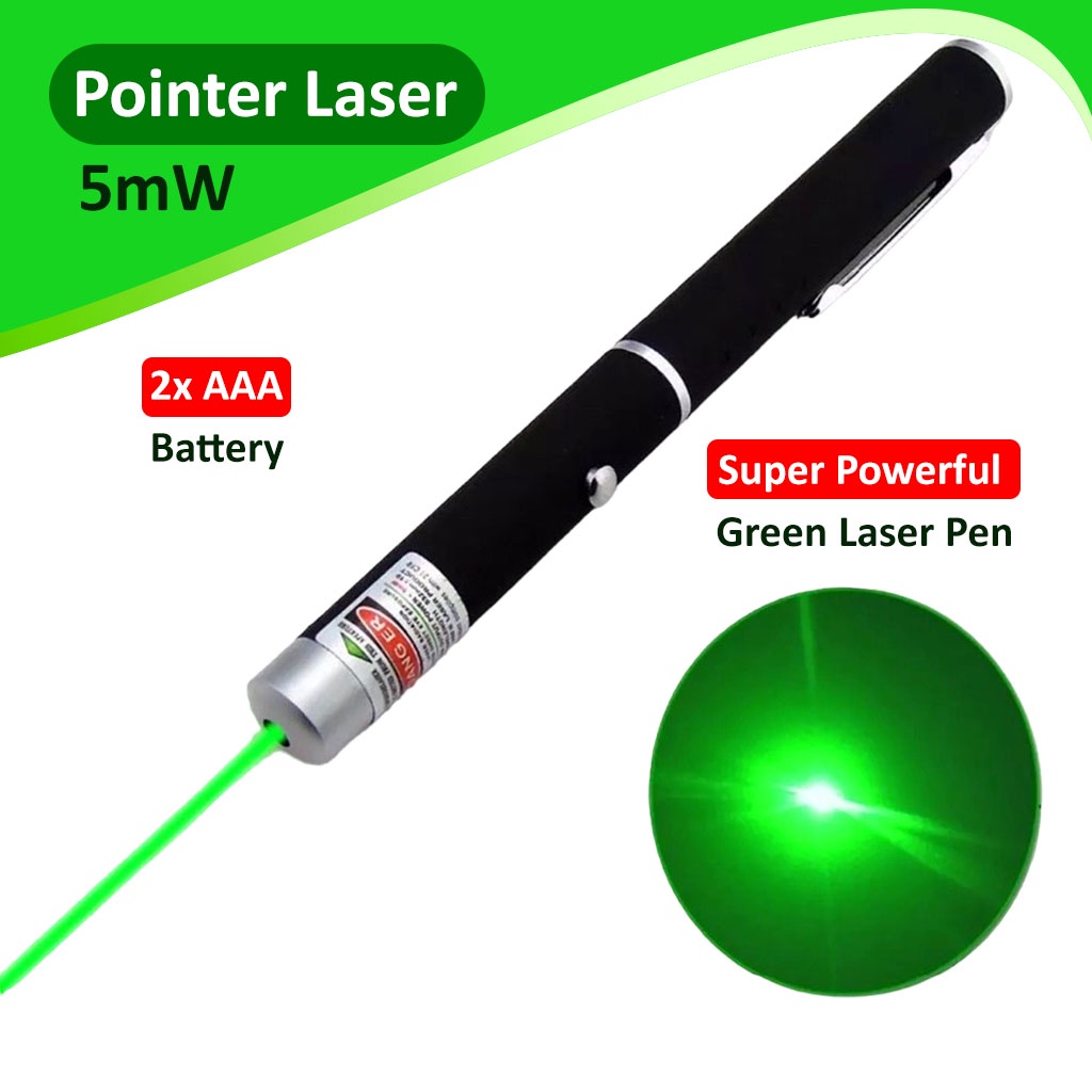 Jual OJIO - Pointer Laser Hijau 5mW Terang Green Laser Pointer Presentation Pen Laser - Green ...