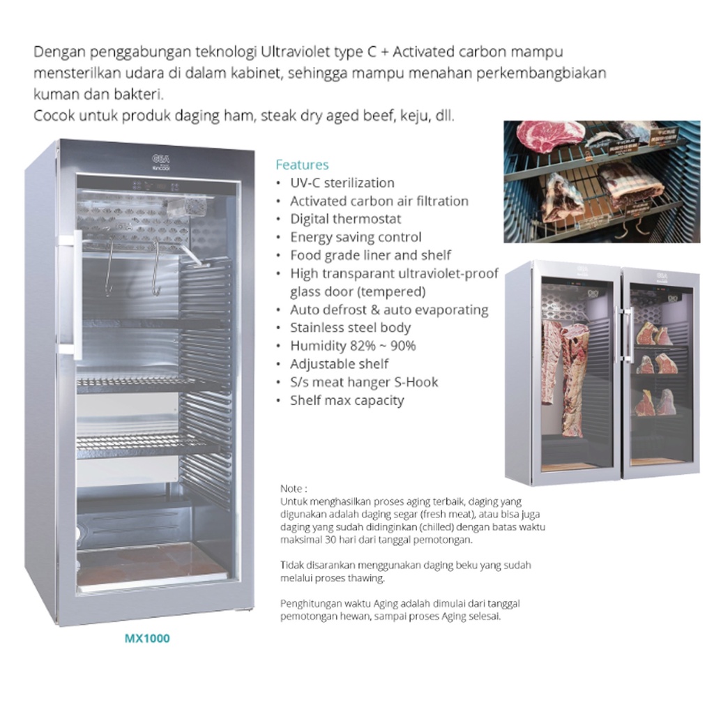 Jual Gea MX1000 Meat Ager Showcase Aging DagingSegar MX-1000 Mesin Dry ...