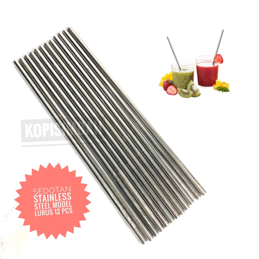 Jual Alat Minum Sedotan Stainles Steel Straw Model Lurus Selang Sedotan ...