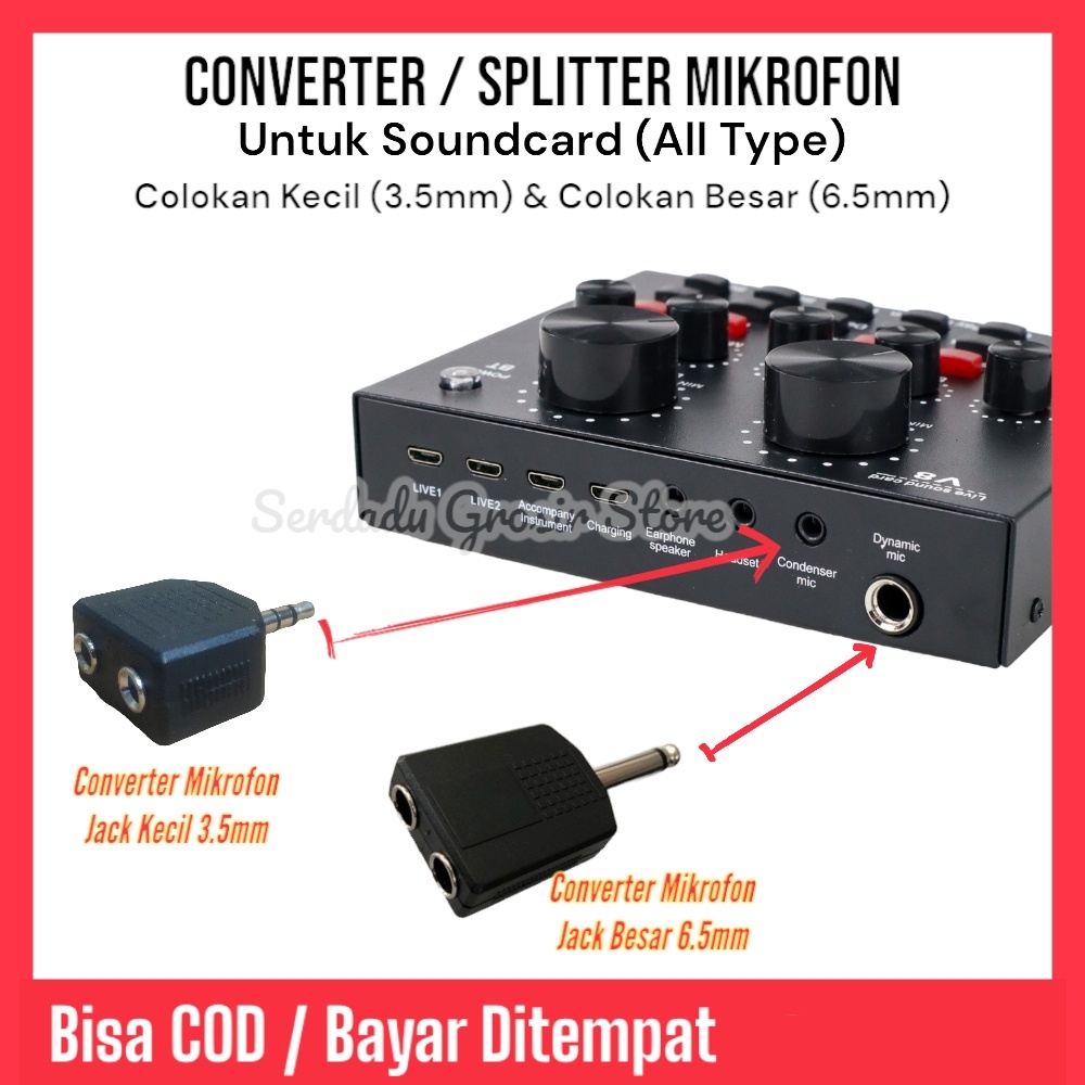 Jual Splitter Mikrofon / Converter Mikrofon Untuk Soundcard Input 2 Mic ...