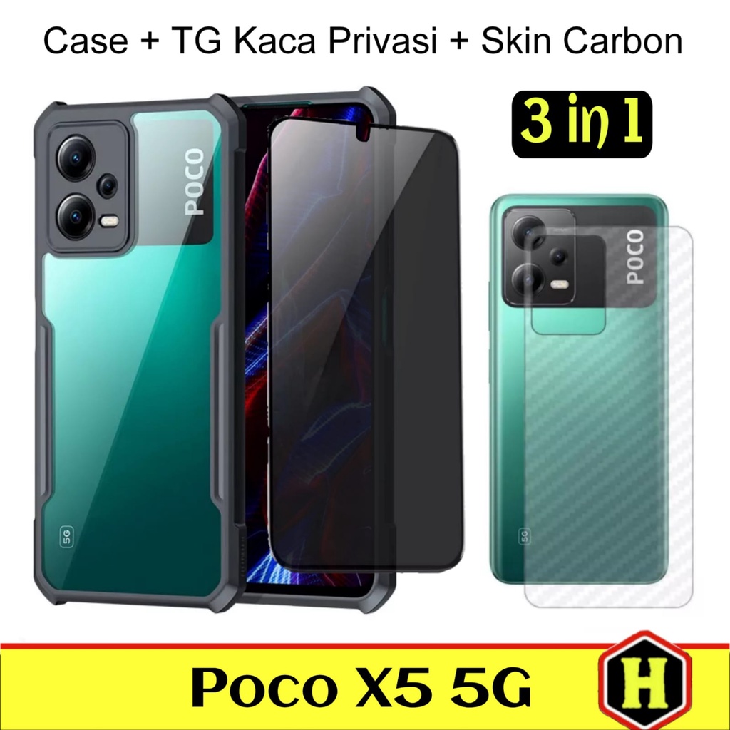 Jual Paket 3in1 Case Fusion Poco X5 5G / Poco X5 Pro 5G Free Tempered ...