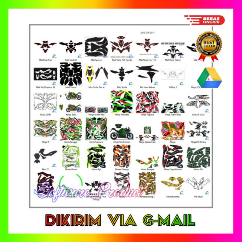 Jual Motorcycle Decal Design Collection Vector Set - Desain Decal ...