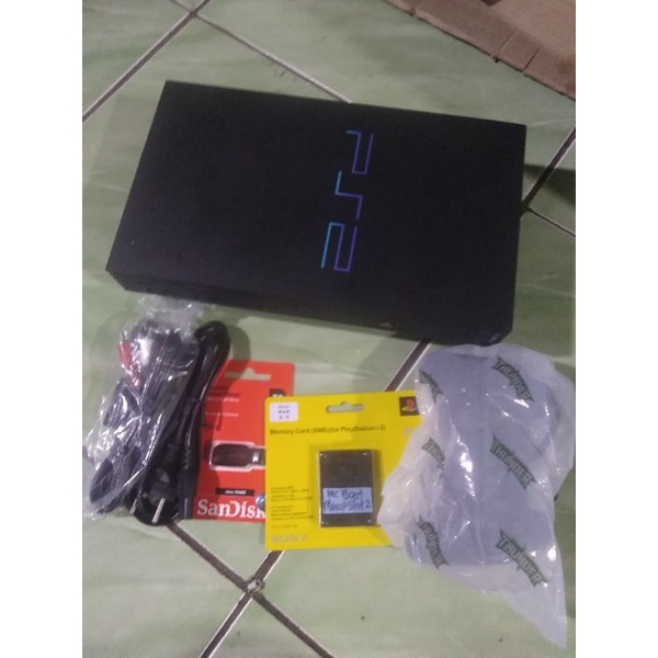 Jual ps2 fat tebel + flashdisk 32GB full game + 1 stick new + av - ac ...