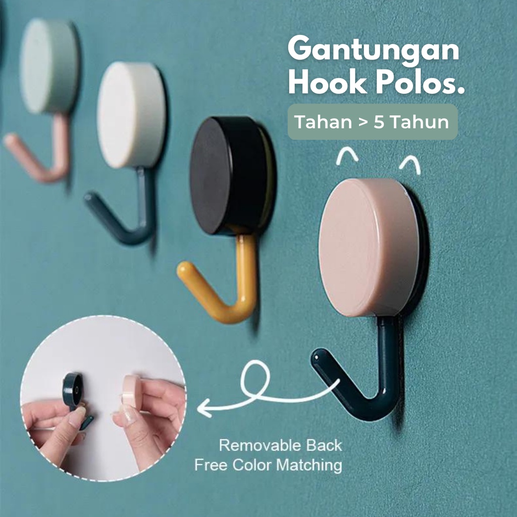 Jual Gantungan Hook Bulat Polos Tempel Tembok Wall Hook Stiker Dinding ...