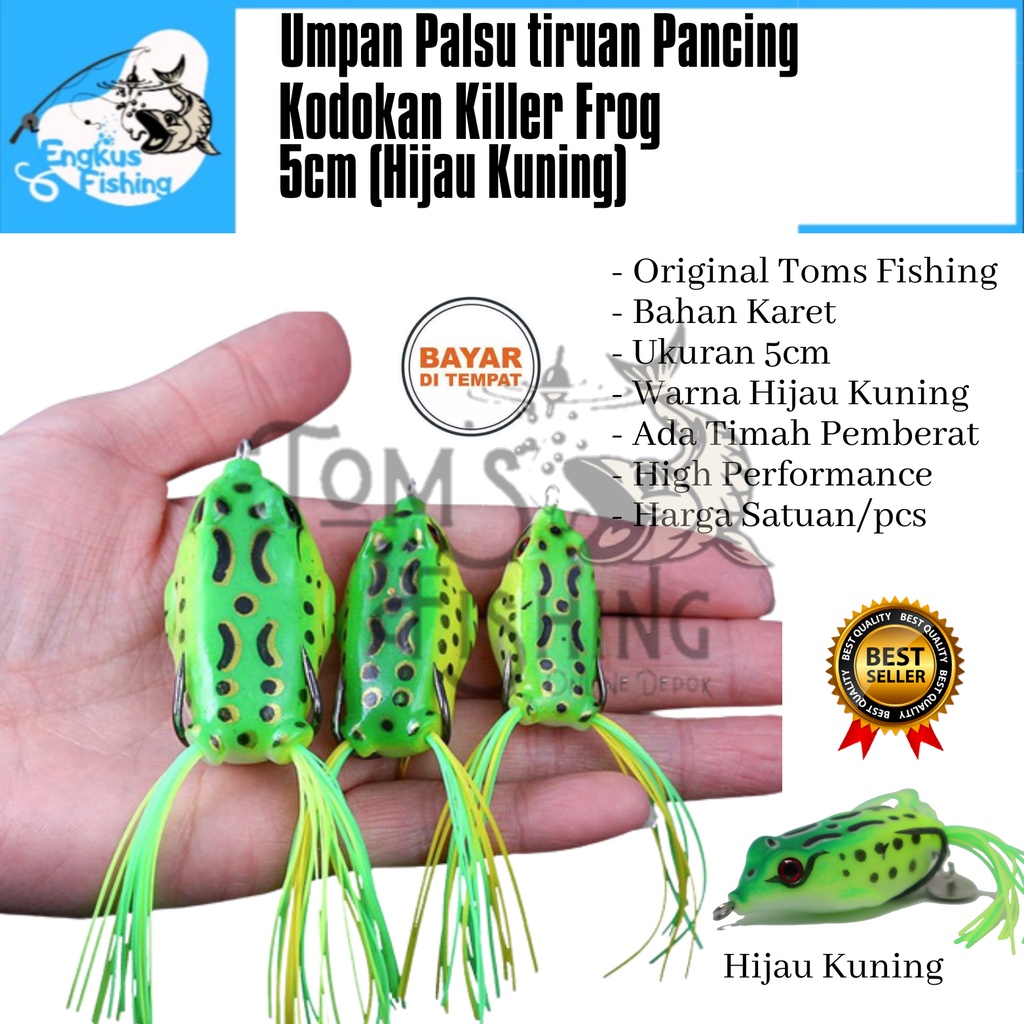 Jual Umpan Pancing Palsu Tiruan Frog Kodok Kodokan 5cm Hijau Kuning ...