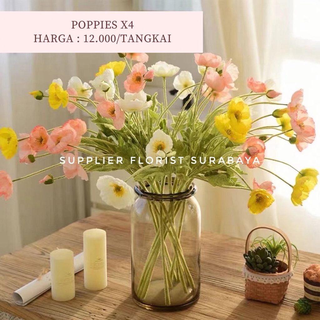 Jual BUNGA ARTIFICIAL POPPIES BUNGA PALSU ARTIFICIAL FLOWER POPIS ...