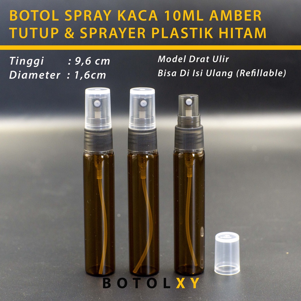 Jual Botol Spray 10ml Kaca Amber Coklat Gendut Lebar - Parfum Refill ...
