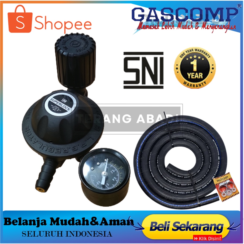 Jual Regulator Gascom GRS-02+Selang Gas 2 Meter+klaim 2 Pic Regulator ...