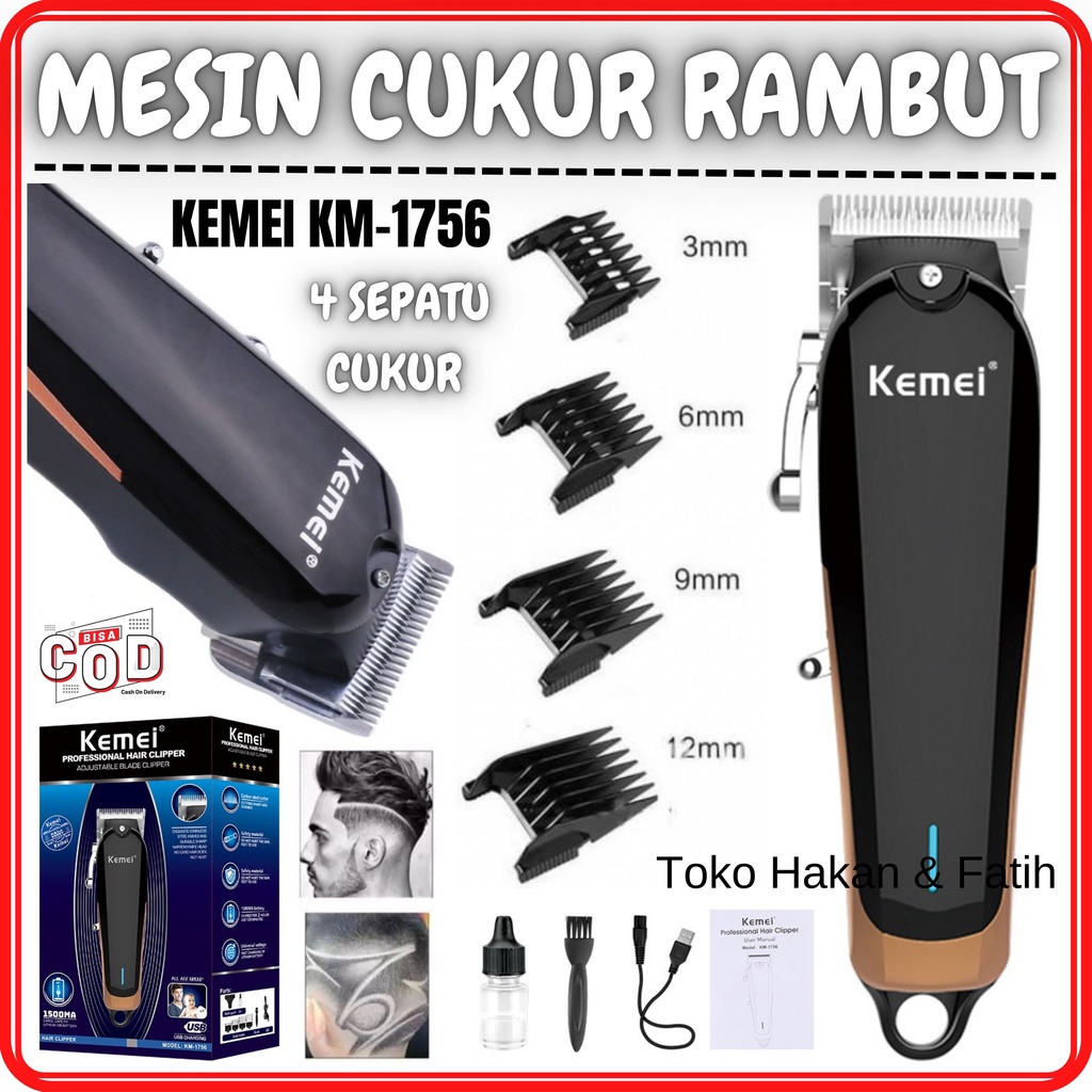 Jual Hair Clipper Kemei KM 1756 Alat Cukur Pangkas Rambut Elektrik Barbershop | Kemei-1756 Alat ...