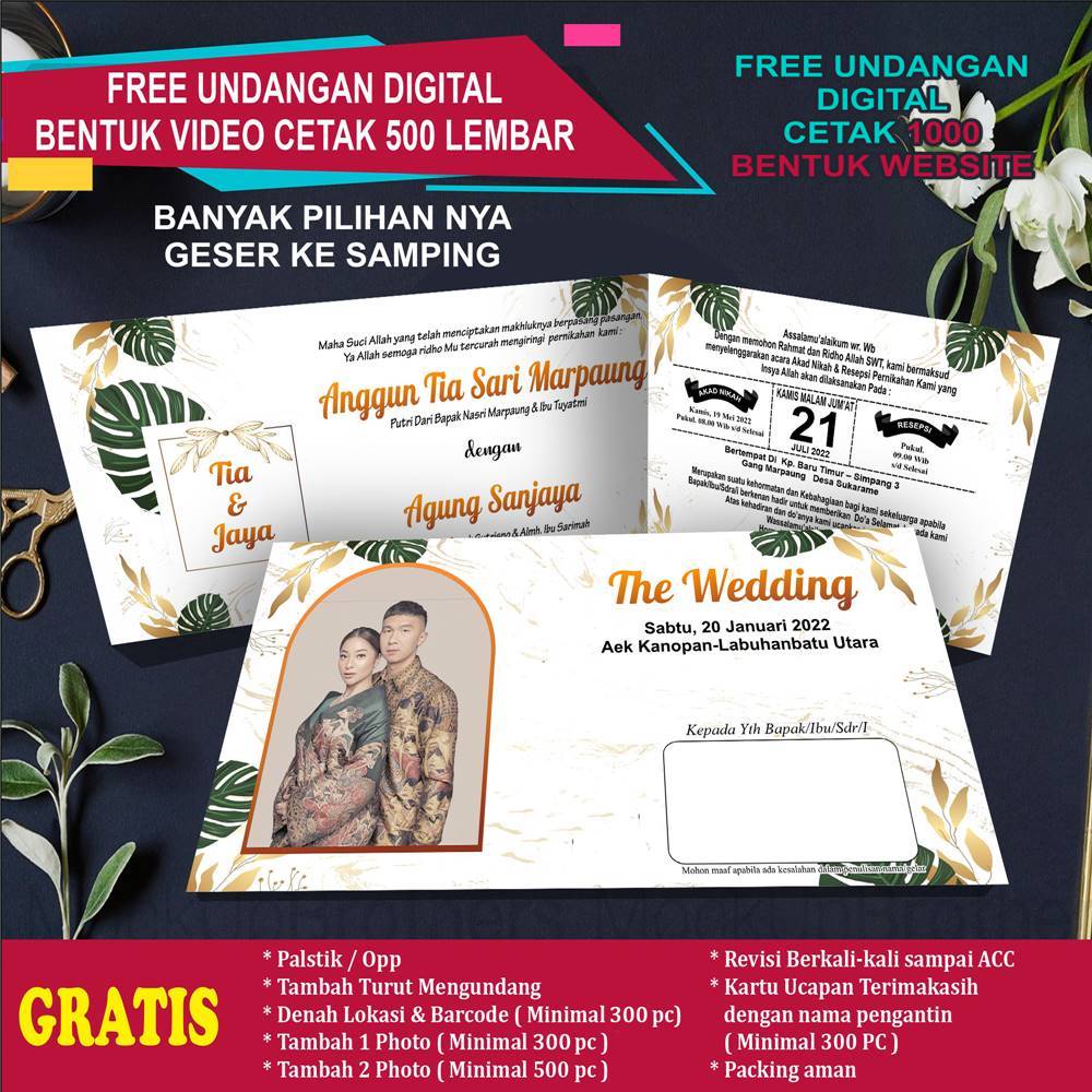 Jual Undangan Rustik Undangan Unik Undangan Pernikahan Free Foto ...