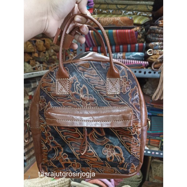 Jual tas ransel kulit sapi motiv batik premium | Shopee Indonesia
