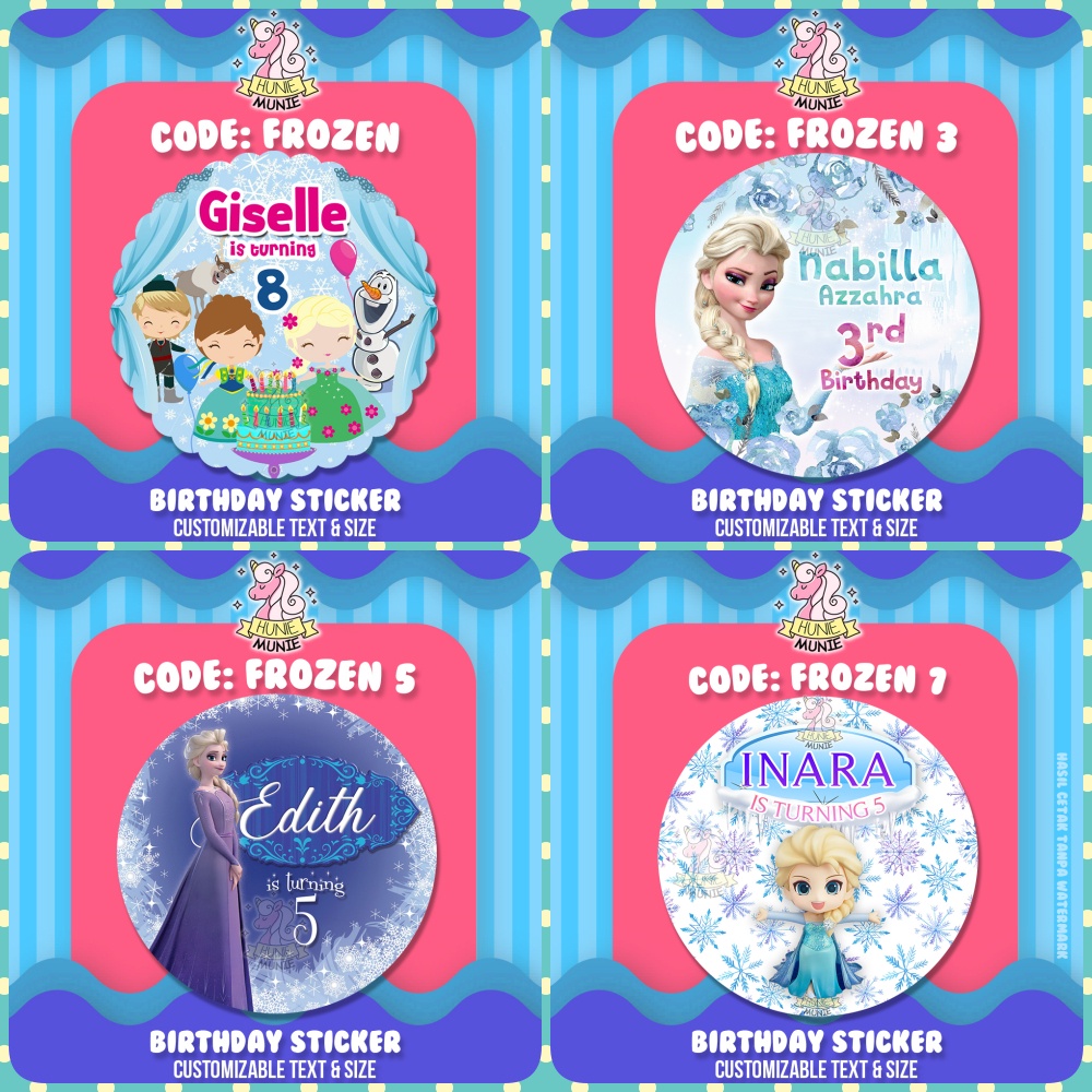 Jual Sticker Birthday Custom - Frozen SERIES - Princess Elsa Anna Olaf ...