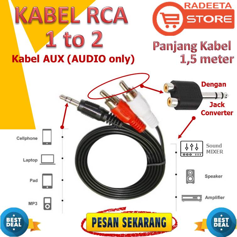 Jual KABEL RCA 1 to 3 PENGHUBUNG STB Android IPTV DENGAN TV TABUNG ...