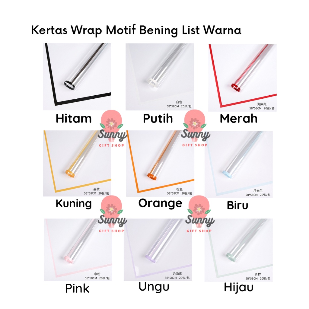 Jual Kertas Wrap Motif Bening List Warna / WRAP BENING LIST / Flower ...