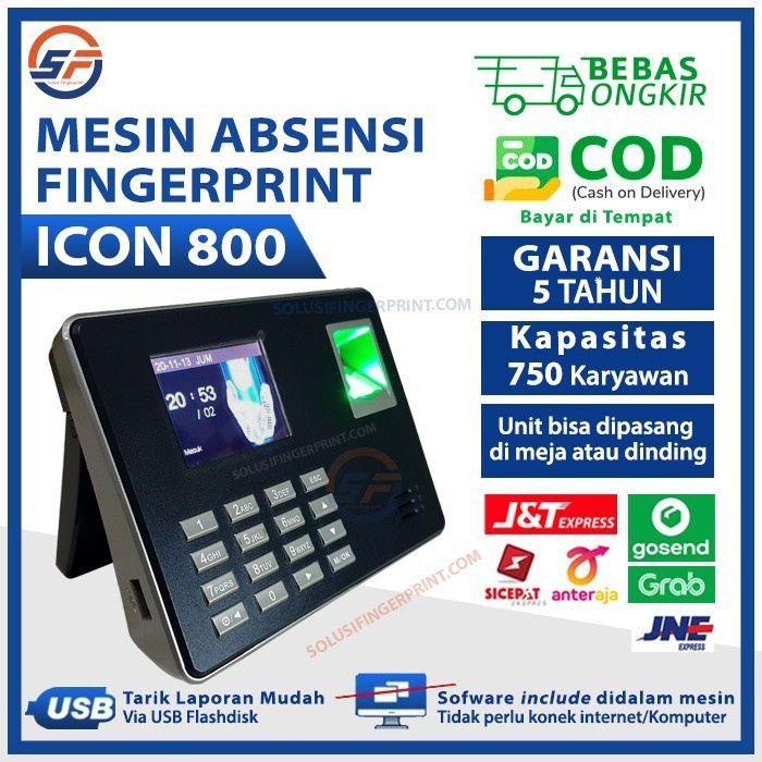 Jual Fingerprint Mesin Absensi ICON 800 PIN Sidik Jari Seperti LX50 ...