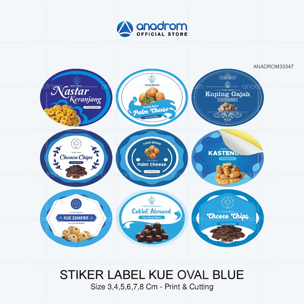 Jual Stiker Label Kue Oval Blue | Sticker Label Kue Kering | Anadrom ...