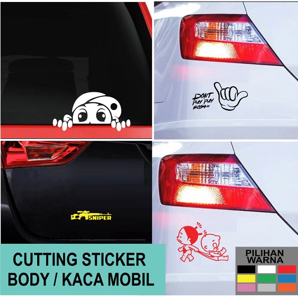 Jual Stiker Sticker Body Kaca Mobil Lucu Unik Cutting Bocah Ngintip ...