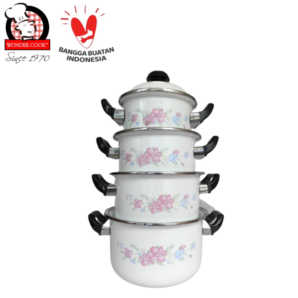 Jual WONDERCOOK Panci Enamel 8Pc Natalia Set dengan Tutup Enamel ...