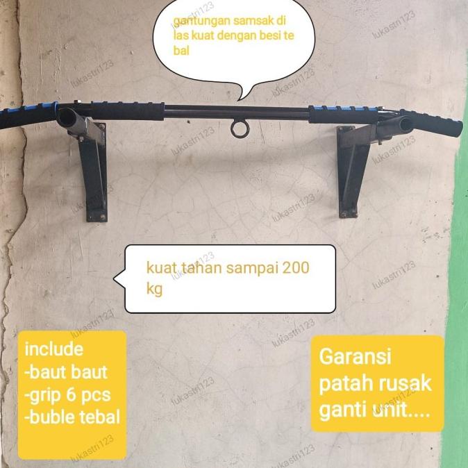Jual pull up bar tebal/Iron gym/Wall mounting/alat fitnes/besi pull up ...