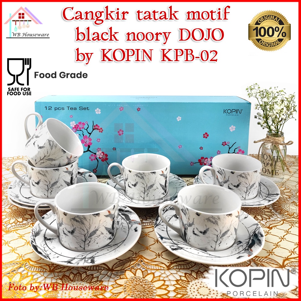 Jual DOJO BY KOPIN 6 pasang cangkir set motif black noory KPB-02 /coffee tea set cup and saucer ...