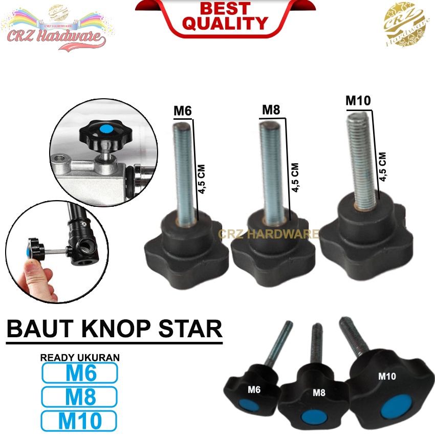Jual Star Knop Baut Bintang Mur Knop Plus Baut Kenop Star Knob Clamping ...