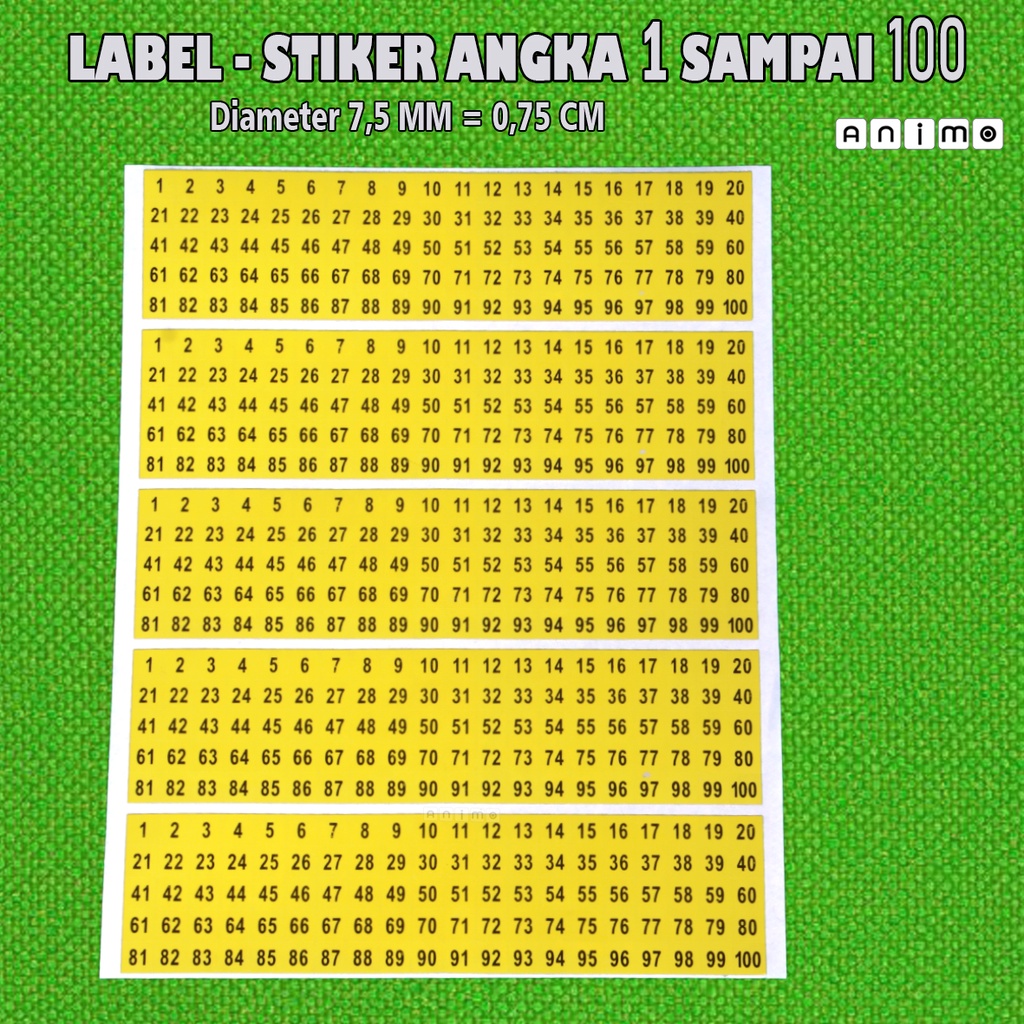 Jual LABEL - STIKER ANGKA WARNA 1 SD 100 - COLOR NUMBER STICKERS 1 UP ...