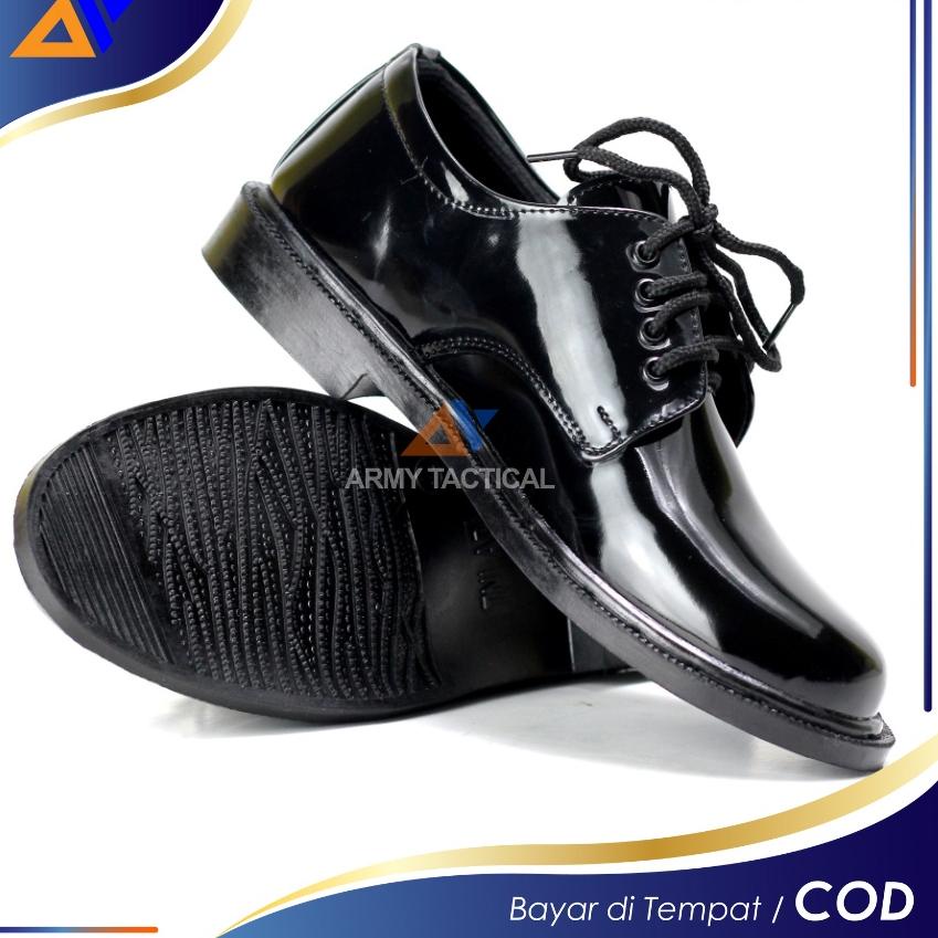 Jual Sepatu PDH Pendek 01 TNI AD Hitam Mengkilap Pria Sepatu Kerja ...