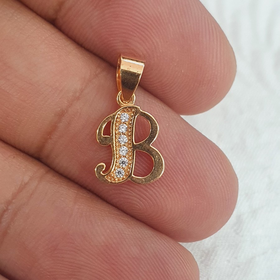 Jual liontin model huruf B ad mata variasi emas 70% 700 70 % 16k ...