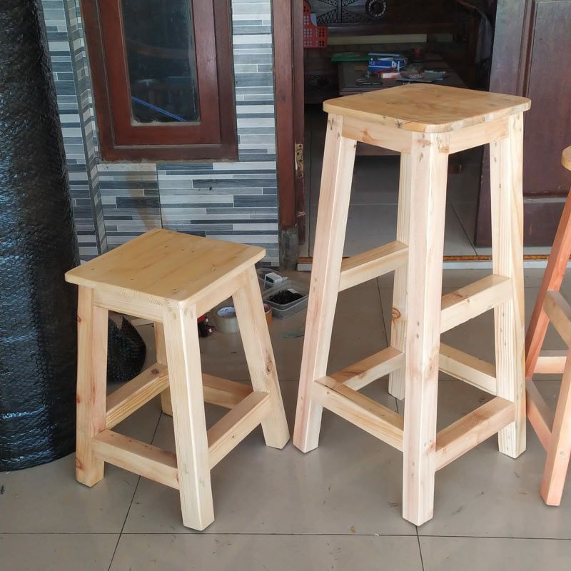 Jual kursi bar tinggi dudukan lingkaran bahan kayu jati belanda ...