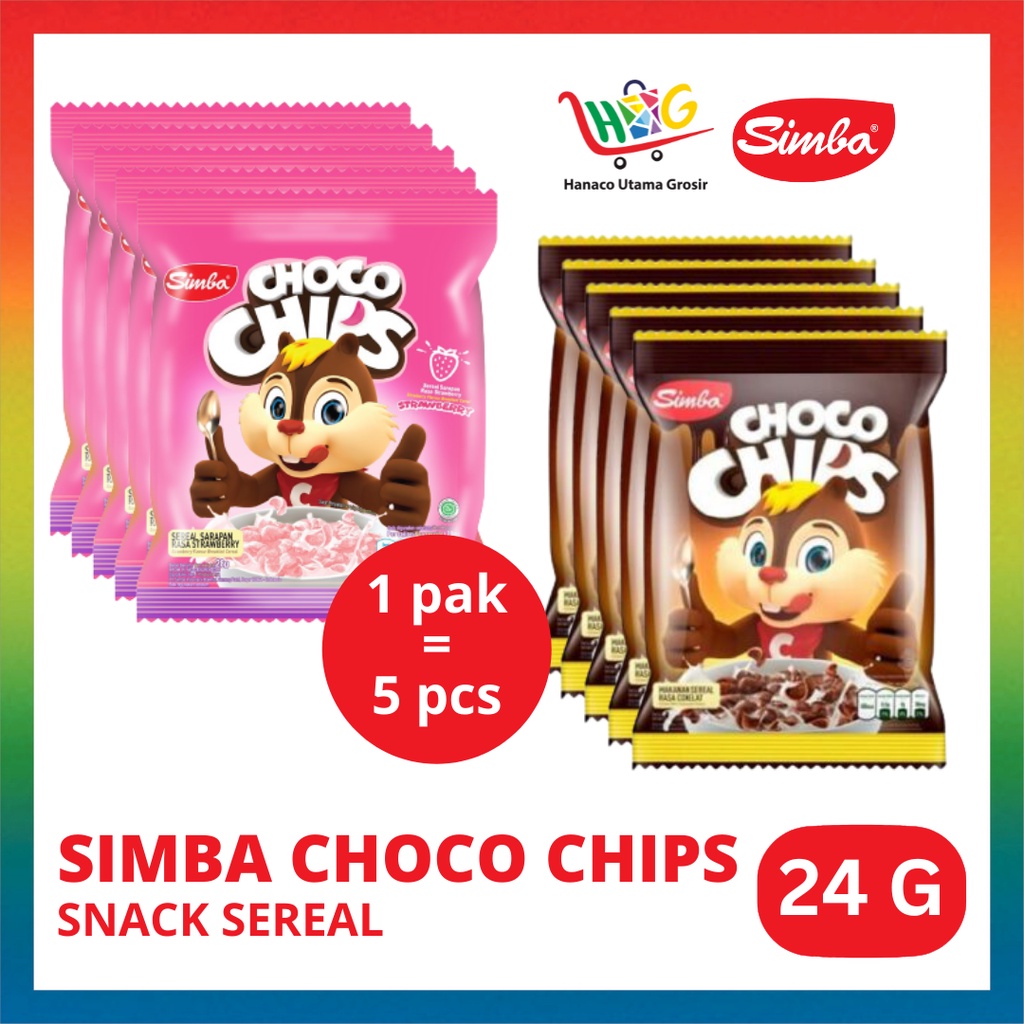 Jual Simba Choco Chips Sereal Cokelat / Strawberry 24 Gram [ 1 PAK ...