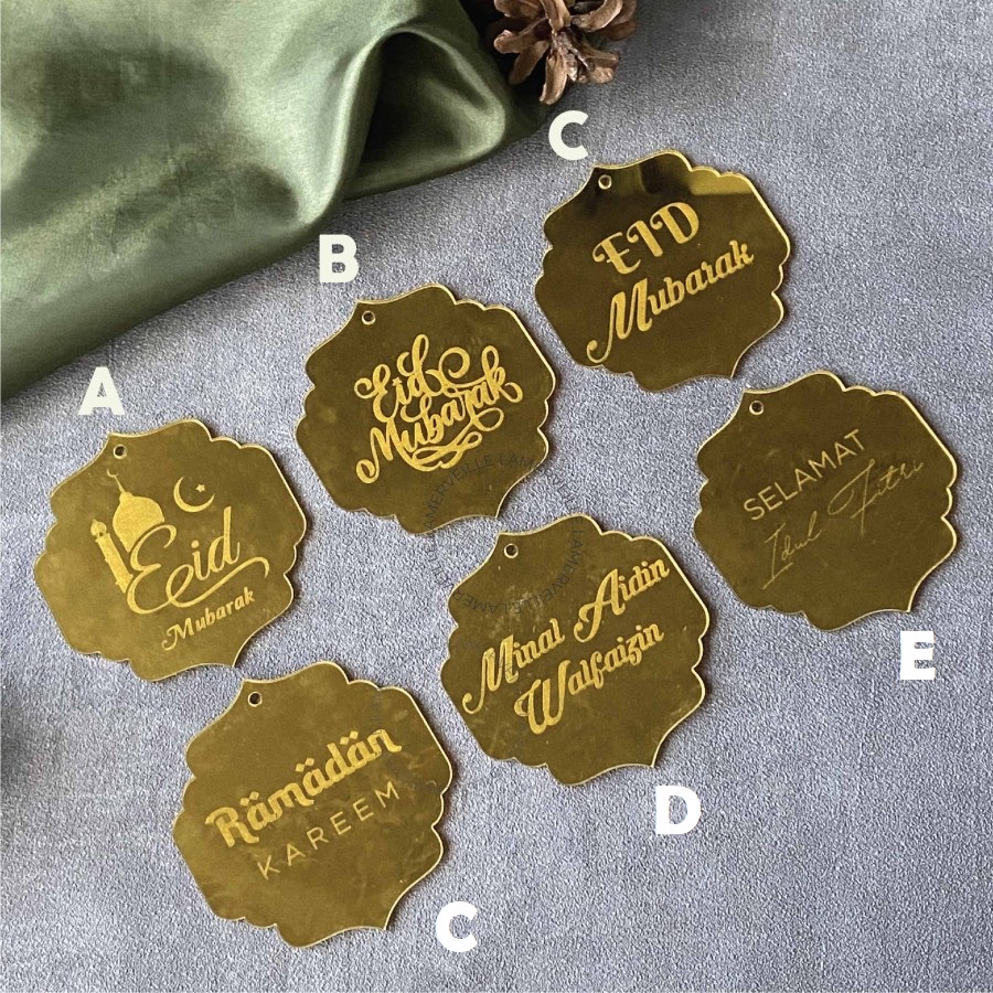 Jual Ornament Hang Tag Hiasan Hampers Lebaran Idul Fitri Mirror Grafir ...