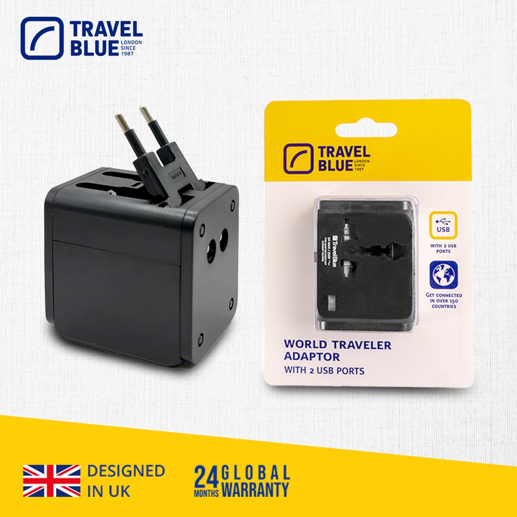 Jual Travel Blue Worldwide Universal Travel Adaptor With Dual USB TB254 ...