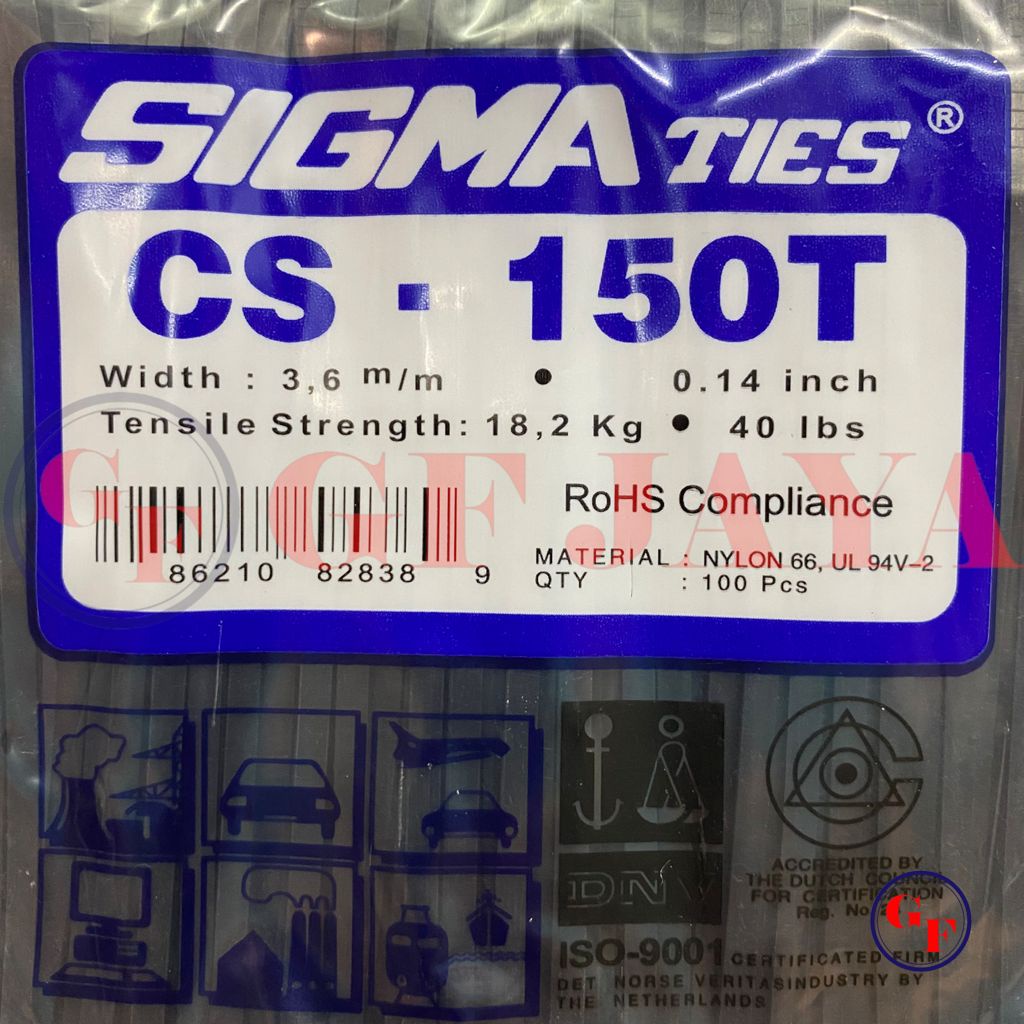 Jual Kabel Ties Sigma CS-150T 15cm x 3.6mm Hitam / CS150T CV150 CV 150 ...