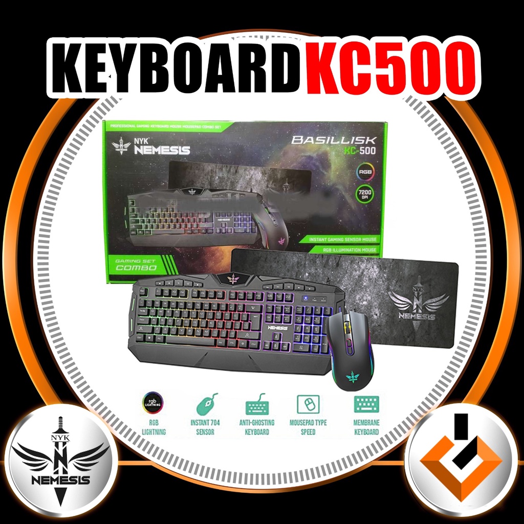Jual KEYBOARD GAMING BUNDLE NYK BASILLISK KC-500 RGB | Shopee Indonesia